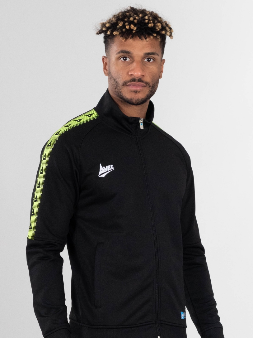 Retro Football Training Track Jacket in Black | Avec Sport