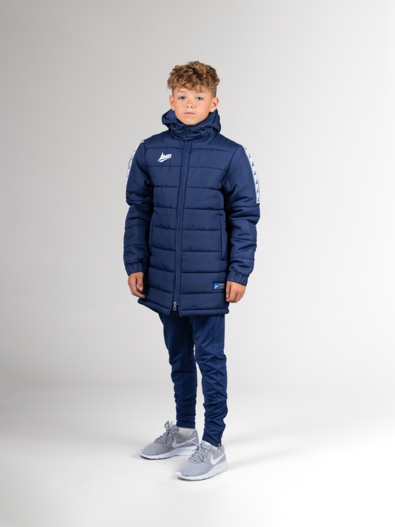 Evolve Navy Football Bench Coat | Avec Sport
