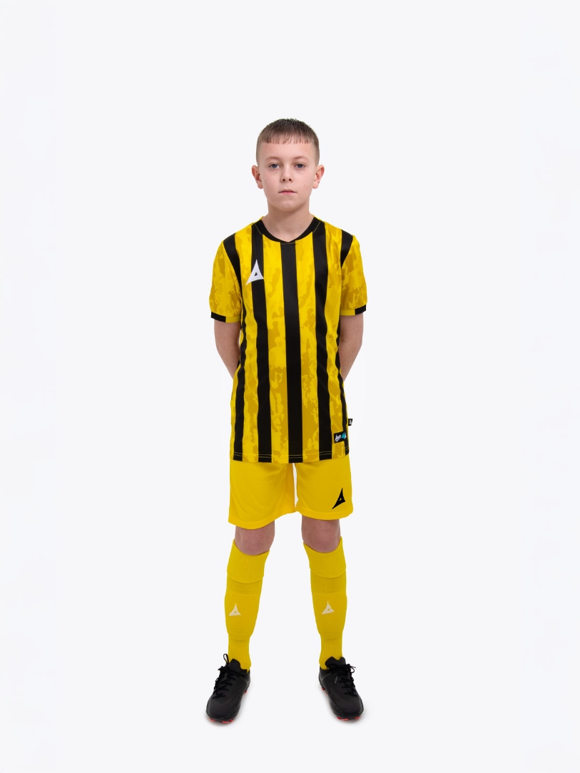 Yellow & Black Football Top | Striped Jerseys | Avec Sport