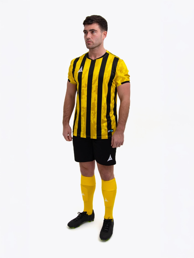 Yellow & Black Football Top | Striped Jerseys | Avec Sport