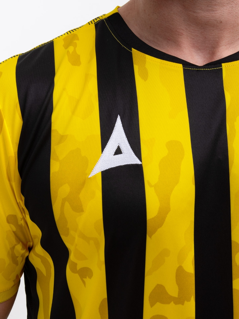 Yellow & Black Football Top | Striped Jerseys | Avec Sport