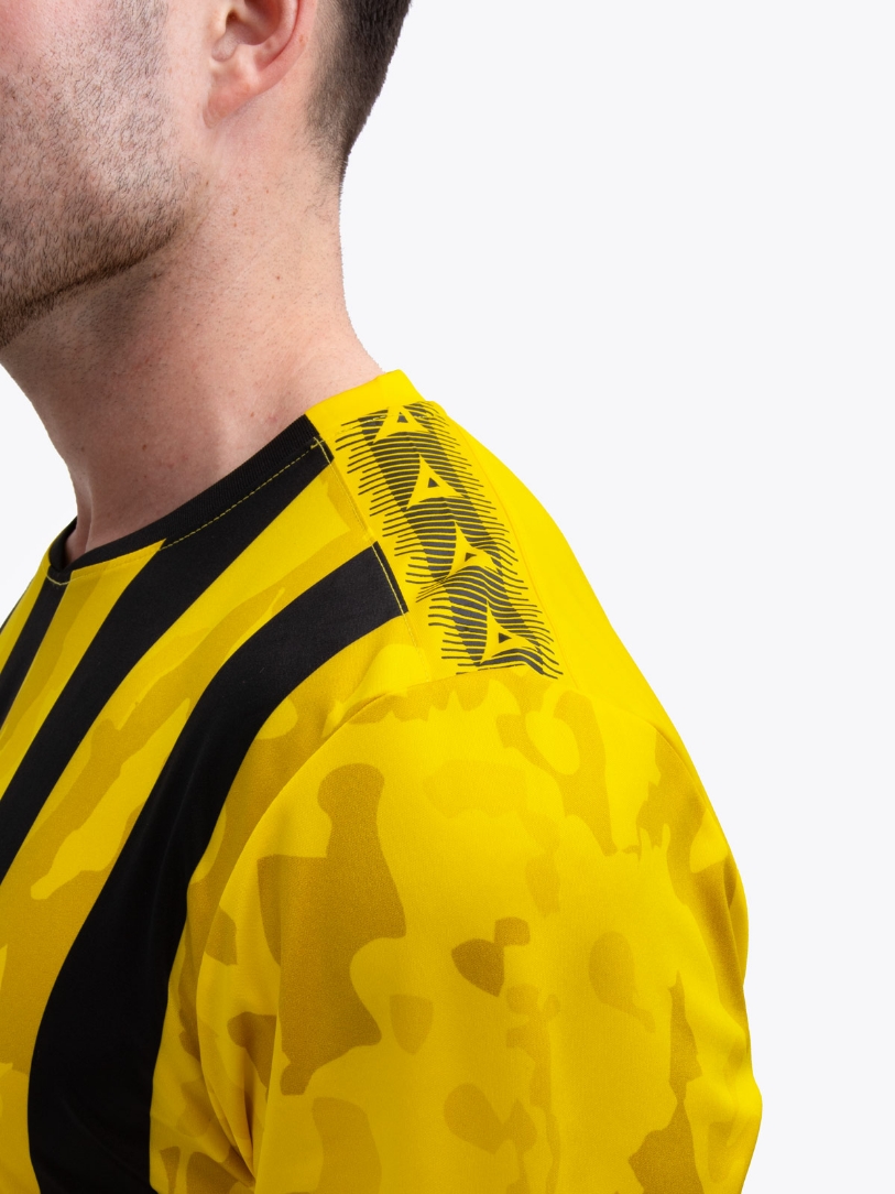 Yellow & Black Football Top | Striped Jerseys | Avec Sport
