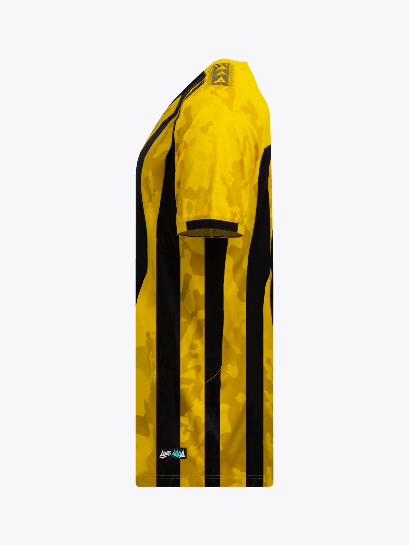 Yellow & Black Football Top | Striped Jerseys | Avec Sport